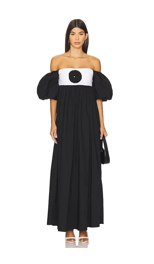 caroline constas black dress Caroline Constas Off-The-Shoulder Floral Detail Dress In Black Multi - 65%  Off