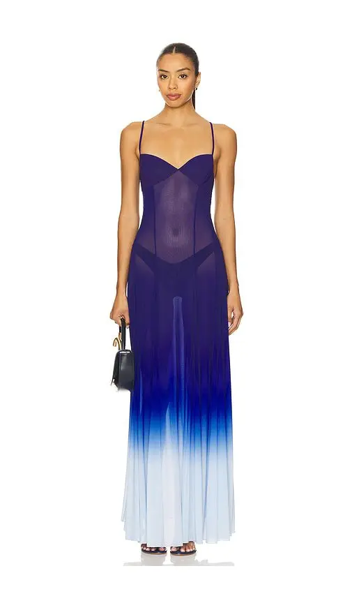 LESLIE AMON Timeless Ombre Sea Dress - Deep Blue Ombre