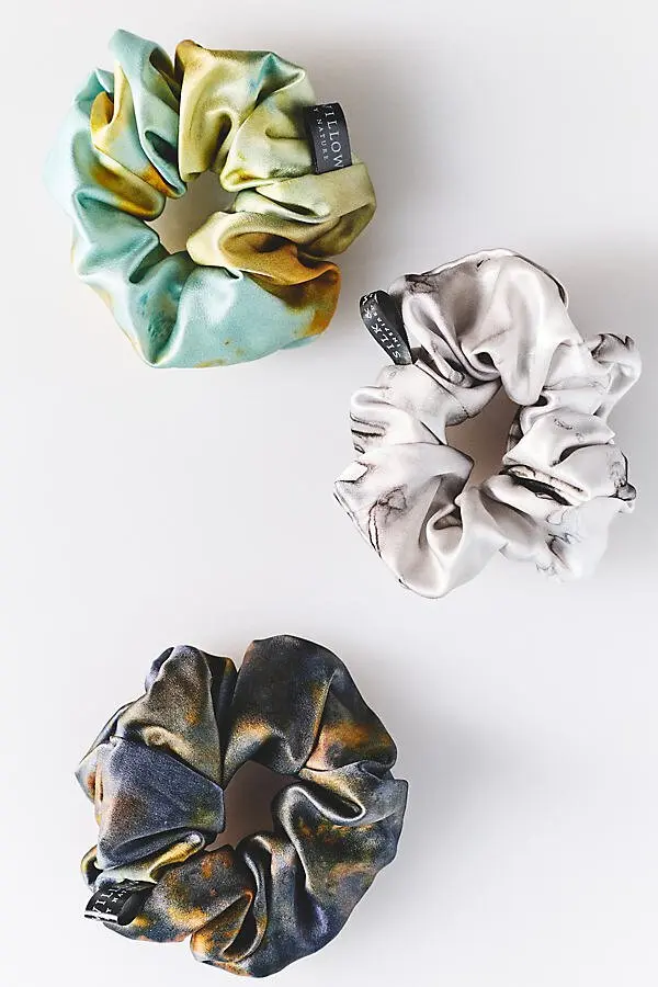 SILK & WILLOW Restorative Hair Scrunchie Set - Midnight/teal Marigold/wo