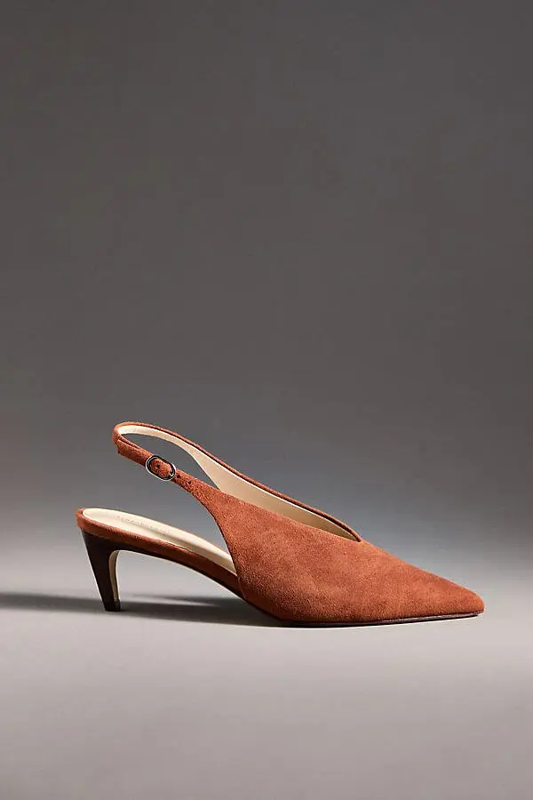 Anthropologie Pointed-toe Slingback Pumps - Brown Suede
