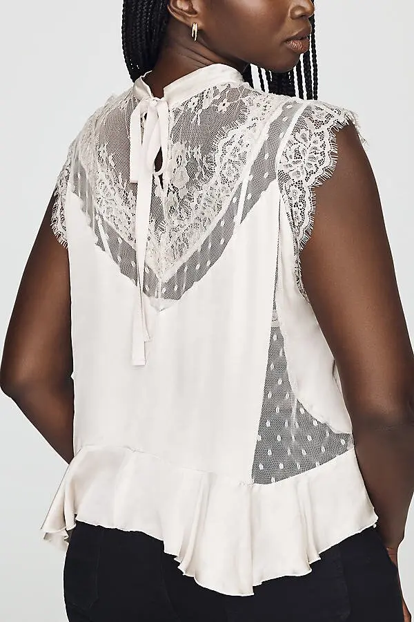 Anthropologie Harmony Sheer Lace Peplum Blouse