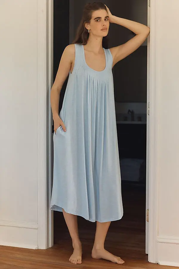 PAPINELLE Kate Soft Pleated Nightgown - Blue