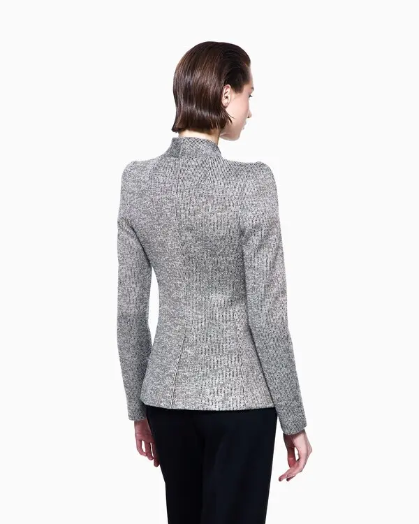 Giorgio Armani Single-breasted Striped Jacquard Viscose Jersey Jacket