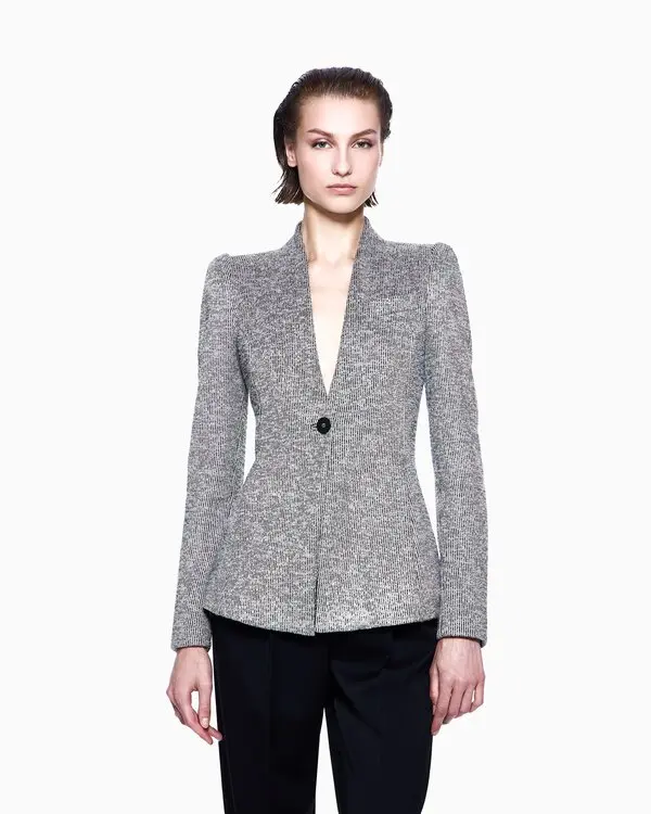 Giorgio Armani Single-breasted Striped Jacquard Viscose Jersey Jacket