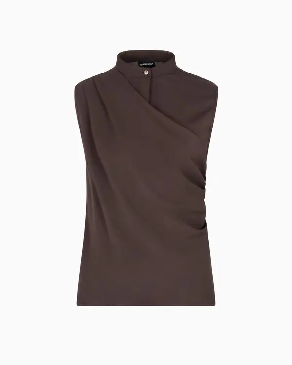 Giorgio Armani Draped Top In Triple Silk Georgette - Brown