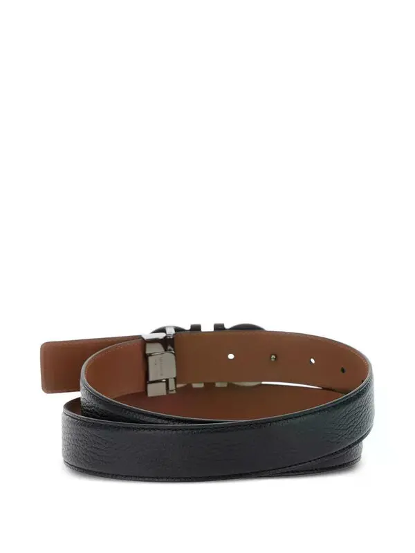 FERRAGAMO Gancini Buckle Leather Belt - Black