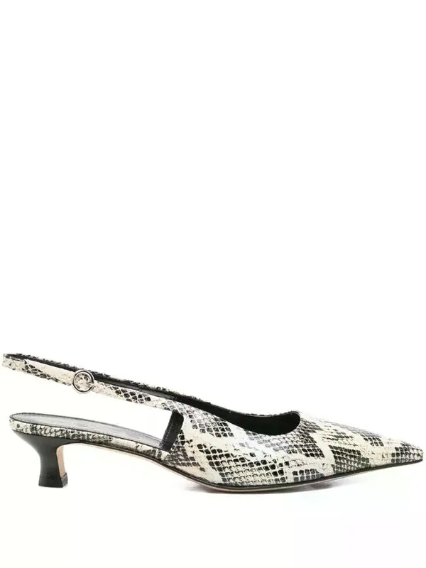 AeydĒ 40mm Snakeskin Slingback Pumps - Neutrals