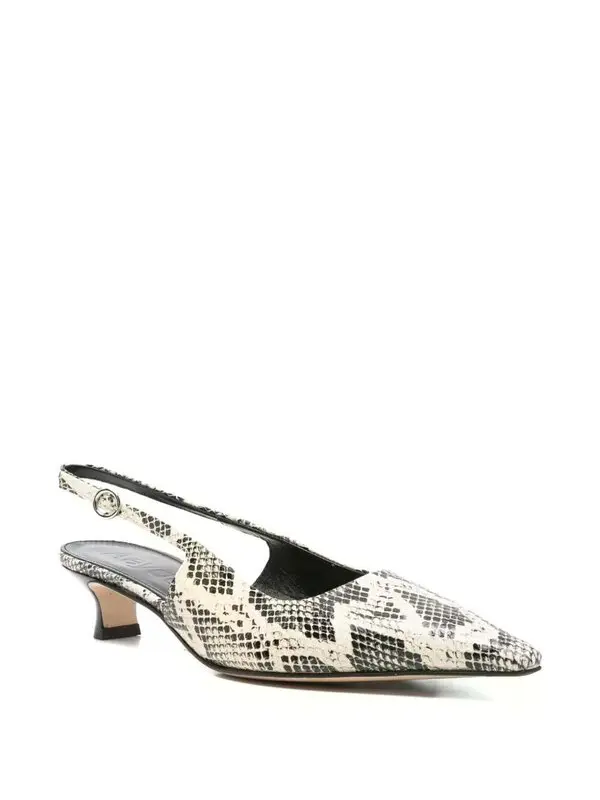 AeydĒ 40mm Snakeskin Slingback Pumps - Neutrals