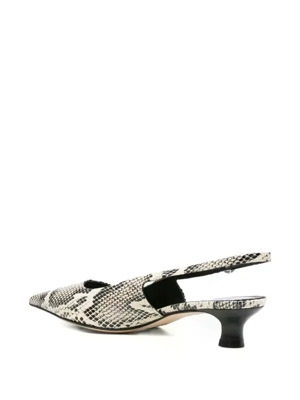 AeydĒ 40mm Snakeskin Slingback Pumps - Neutrals