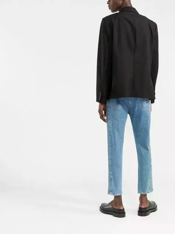 Balmain Embossed Logo Slim-cut Cropped Jeans