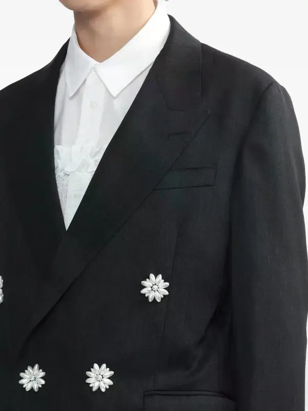 Simone Rocha Flower-embellished Double-breasted Blazer