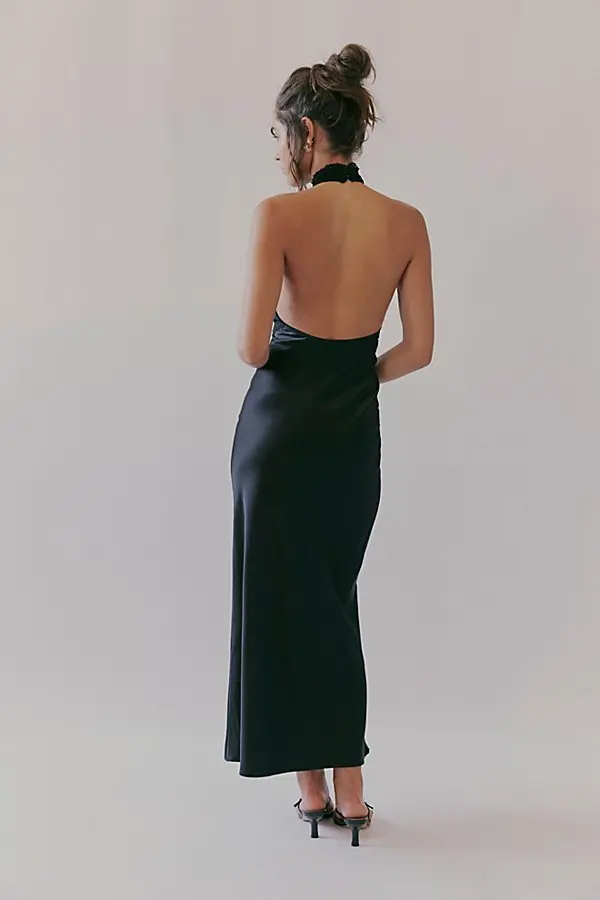 Third Form Serenade Lace Halter Maxi Dress - Black | Editorialist
