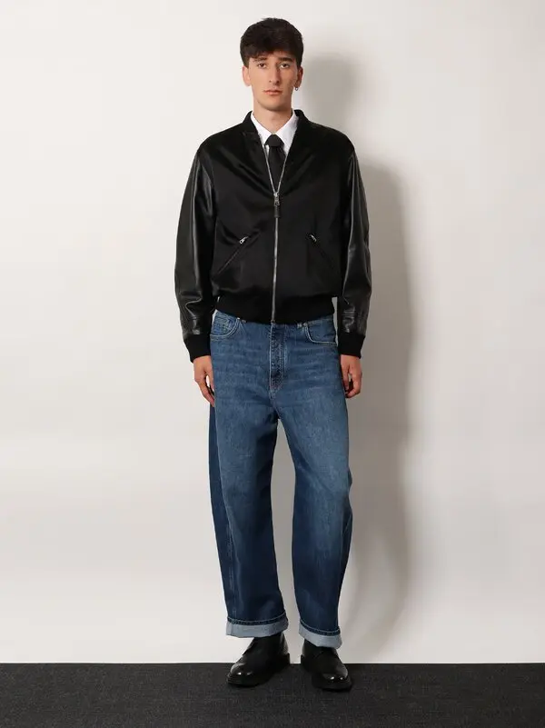 Givenchy Cotton And Acetate Jacket With Leather Sleeves