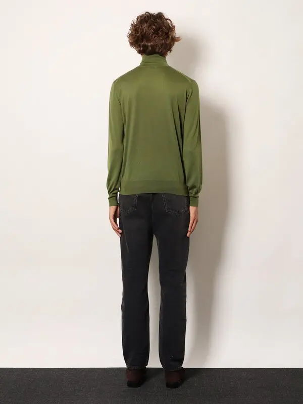 Saint Laurent Cashmere, Wool, And Silk Turtleneck Sweater - Green