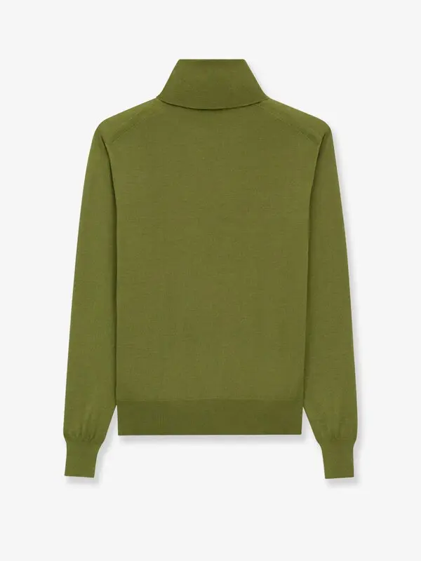 Saint Laurent Cashmere, Wool, And Silk Turtleneck Sweater - Green