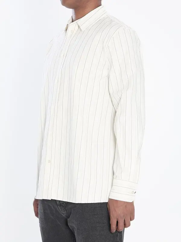 Saint Laurent Cassandre Shirt In Striped Cotton