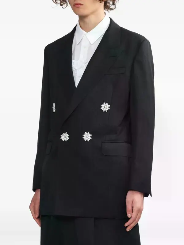 Simone Rocha Flower-embellished Double-breasted Blazer