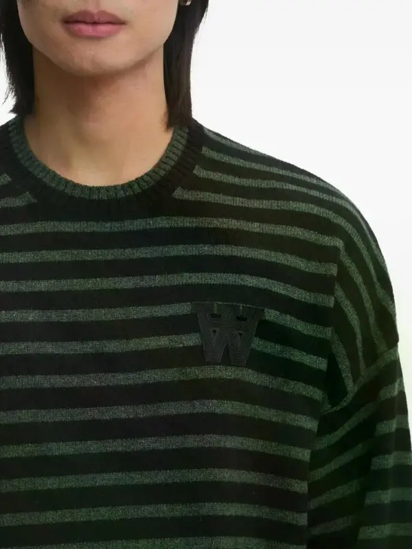 Wood Wood Striped Logo-patch Jumper