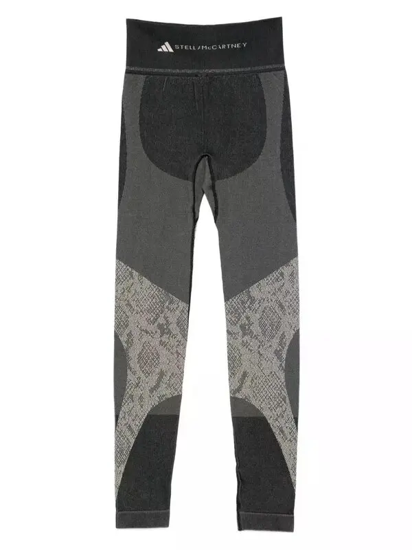 Adidas By Stella McCartney Snake-print Panelled Trousers - Black