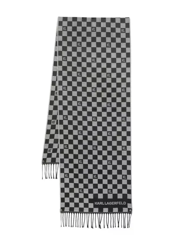 Karl Lagerfeld Check-pattern Wool Scarf - Grey