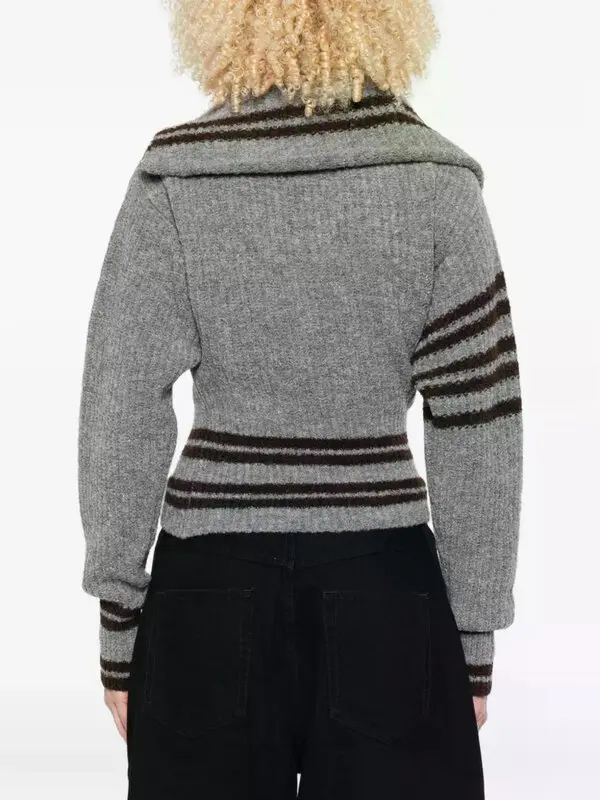 Attico Striped Zip-front Cardigan