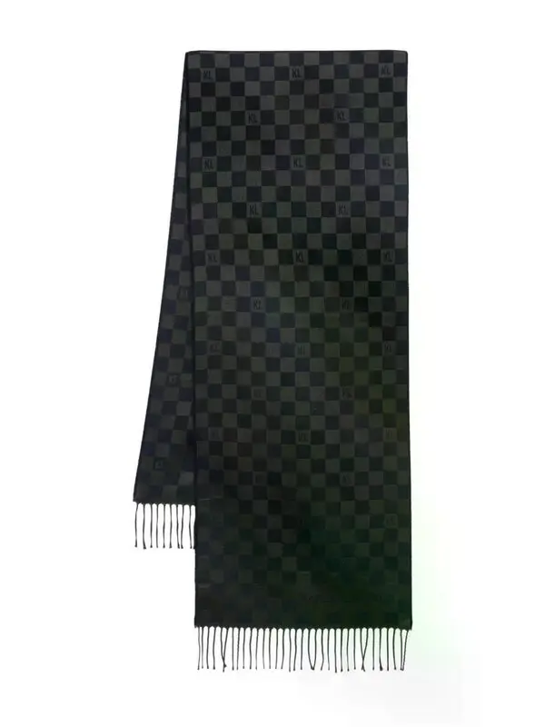 Karl Lagerfeld Check-pattern Wool Scarf - Blue