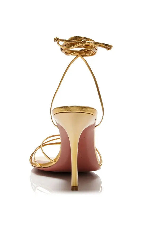 Amina Muaddi - Lori Lace-Up Metallic-Leather Sandals