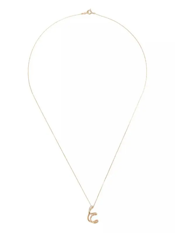 Charlotte Chesnais 18k Yellow Letter T Diamond Necklace - Gold