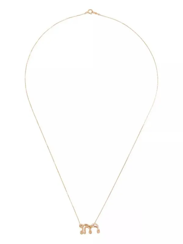 Charlotte Chesnais 18k Yellow Letter M Diamond Necklace - Gold