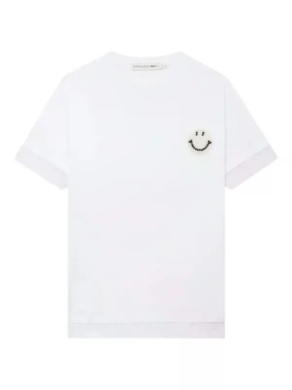 Joshua Sanders Lace-trimmed Smiley-face T-shirt - White
