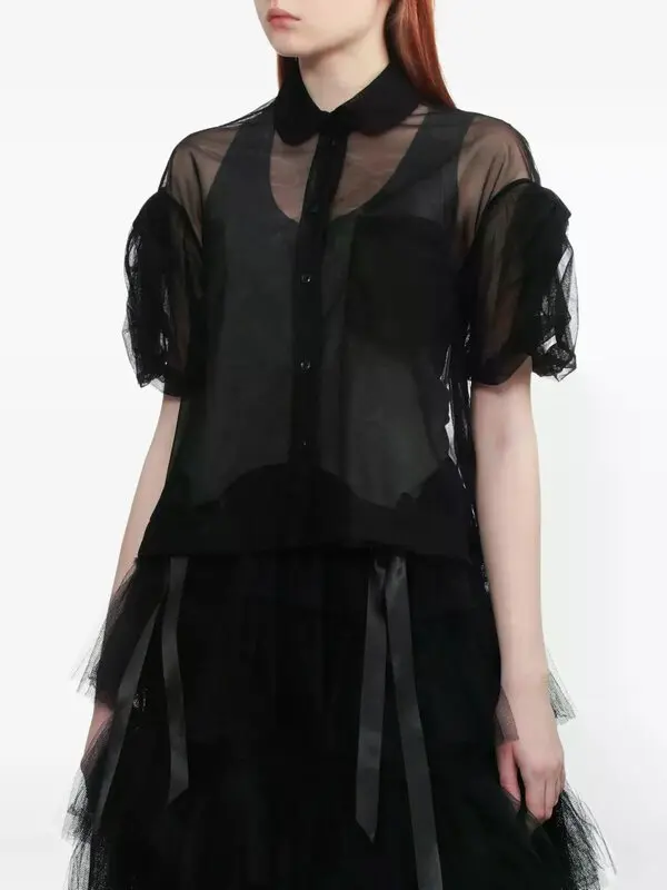 Simone Rocha Sheer Puff-sleeve Shirt