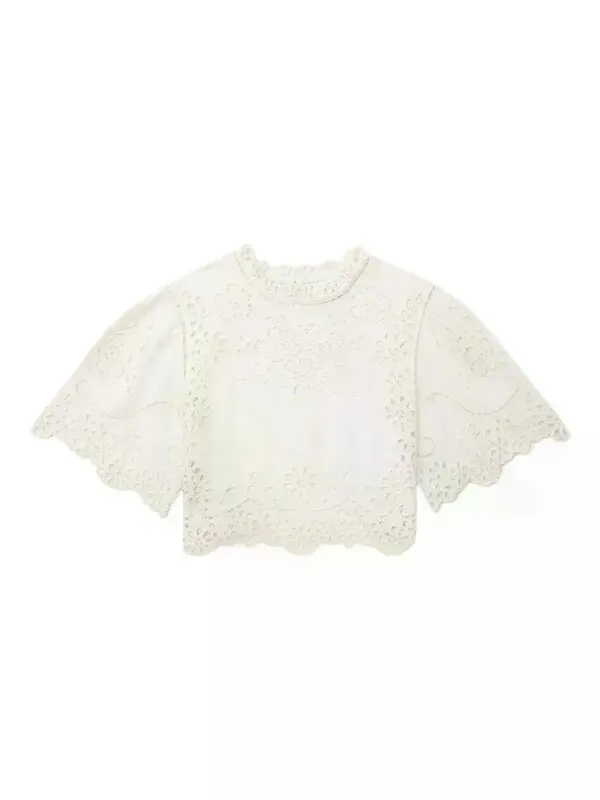 Sea Embroidered Bell-sleeve Top