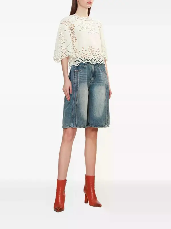 Sea Embroidered Bell-sleeve Top