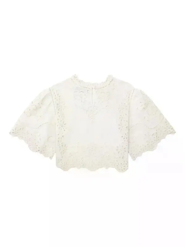 Sea Embroidered Bell-sleeve Top