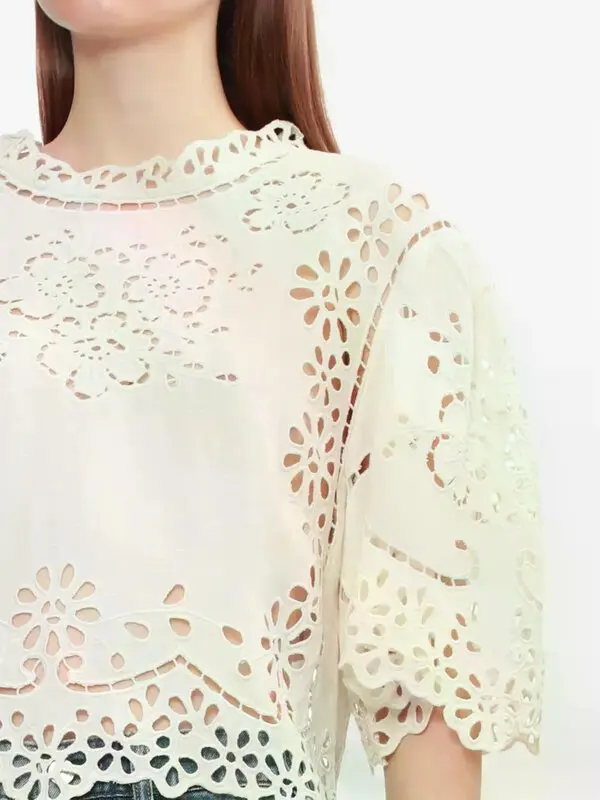 Sea Embroidered Bell-sleeve Top