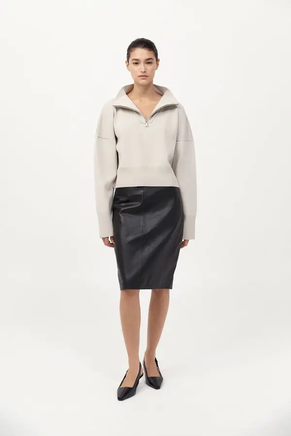 ST. AGNI Milano Knit Zip Jumper - Silver