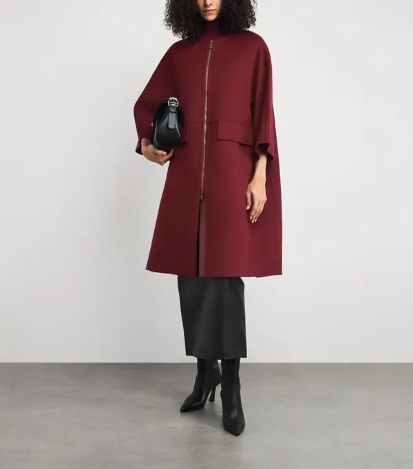 Max Mara Cashmere Cape Coat - Red