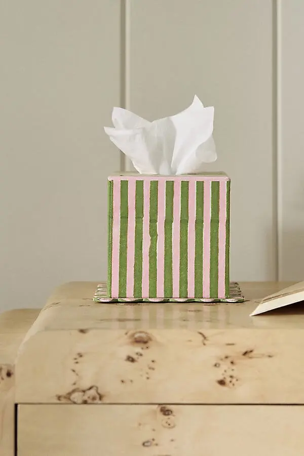 INNER CHILD Scallop Printed Tissue Box - Pink Stripe