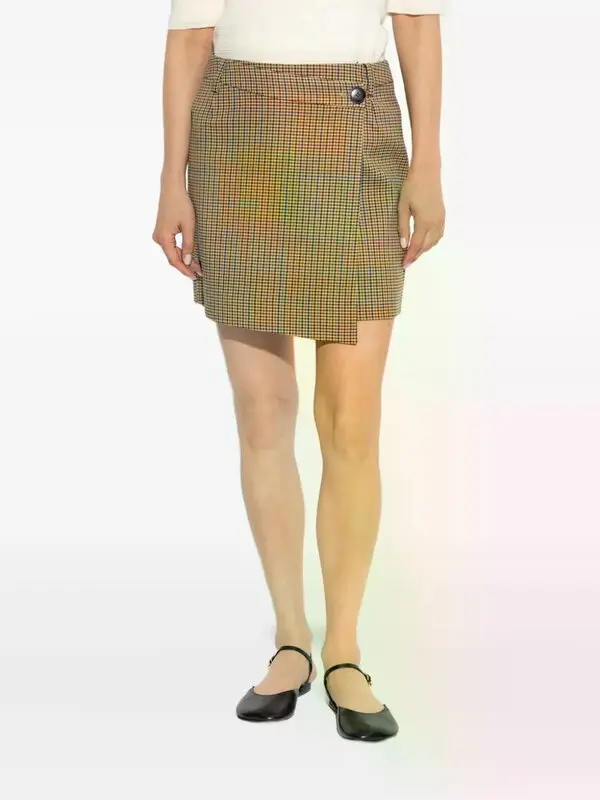 GESTUZ Checked Wrap Skirt