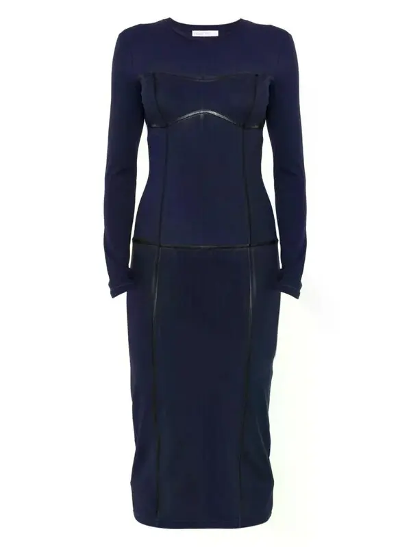 Buy Patrizia Pepe Leather-trimmed Sheath Dress - Blue At 39% Off |  Editorialist
