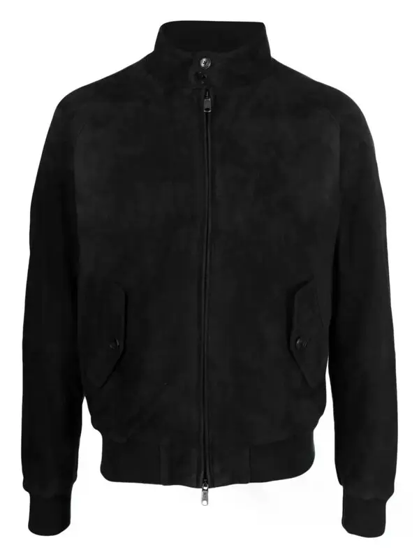 BARACUTA Suede Zip-front Jacket - Black