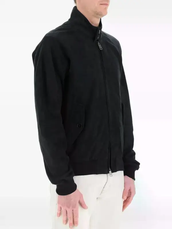 BARACUTA Suede Zip-front Jacket - Black