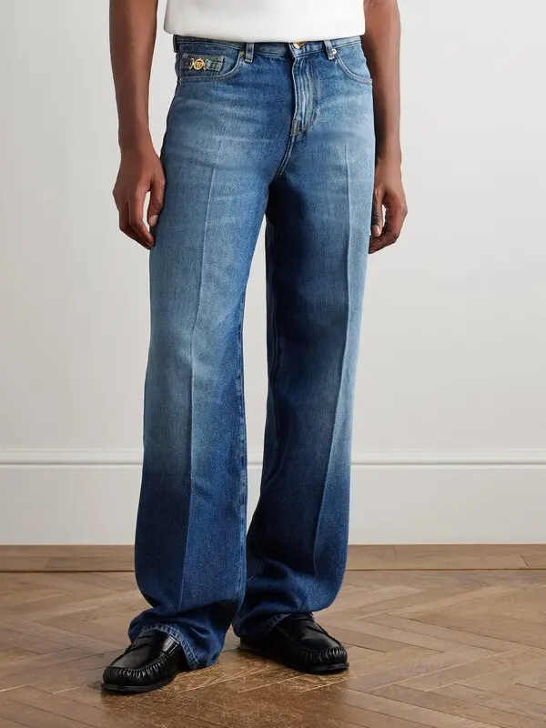 Versace Straight-leg Embellished Jeans - Blue