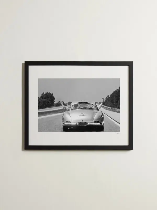 SONIC EDITIONS Framed 1986 Gullwing Mercedes Print, 16" X 20&quot - Black