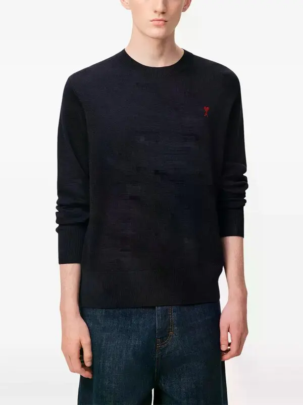 Ami De Coeur Crew Neck Wool Sweater - Blue