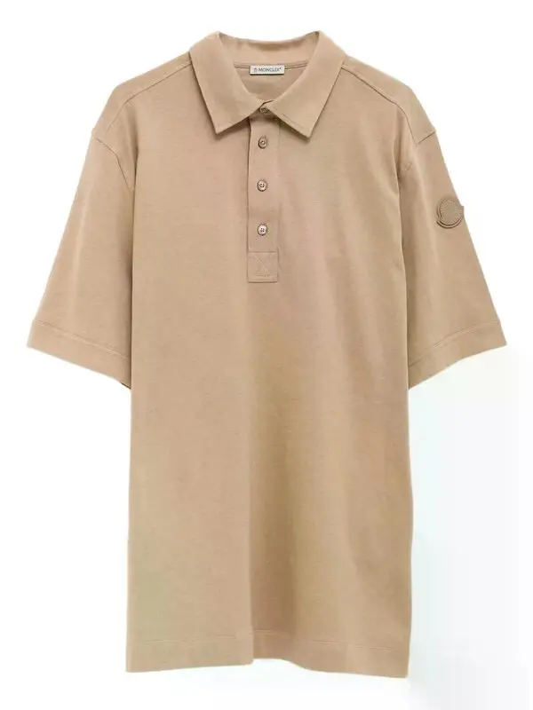 Moncler Logo-patch Button Polo Shirt - Neutrals