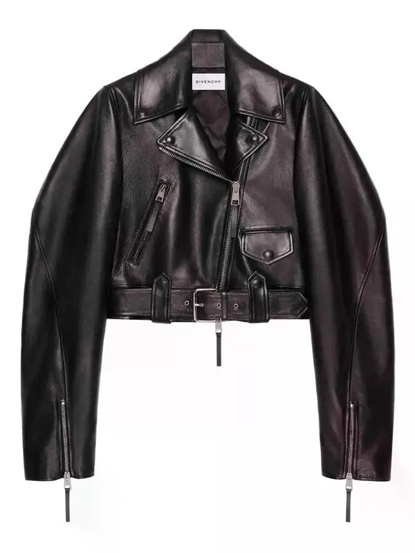 Givenchy Cropped Leather Jacket - Black