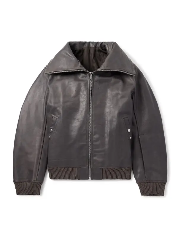 Rick Owens Blixa Leather Jacket - Brown