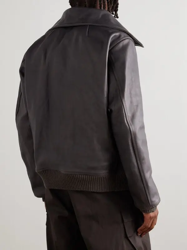 Rick Owens Blixa Leather Jacket - Brown