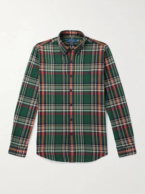 Polo Ralph Lauren Button-down Collar Checked Cotton Oxford Shirt - Green